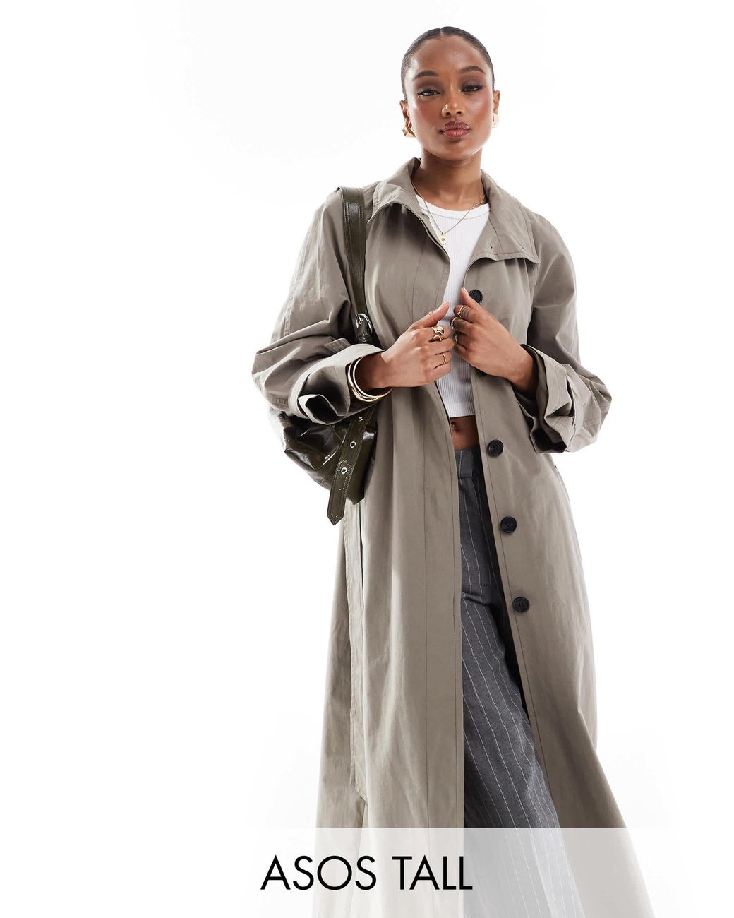 ASOS Asos Design Tall Funnel Neck Oversized Longline Trench Coat in ...
