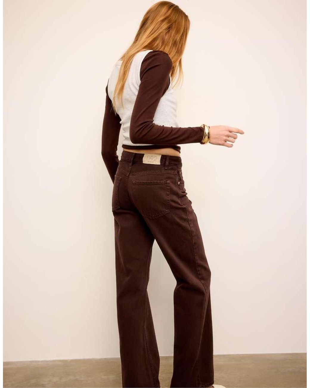 Stradivarius D92 Straight Wide Jeans in Natural | Lyst UK