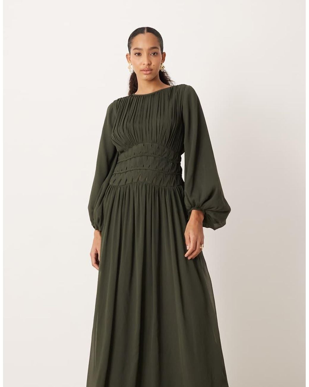 ASOS Macrame Waisted Maxi Dress in Green | Lyst UK