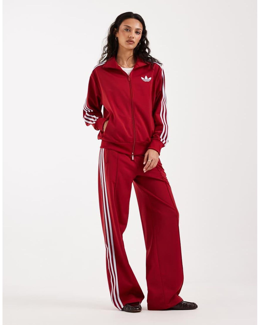 adidas Originals Firebird Loose Track Top in Red | Lyst UK