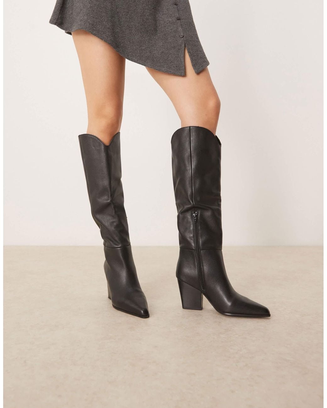 ALDO Kaely Western Detail Knee High Boots in Natural | Lyst