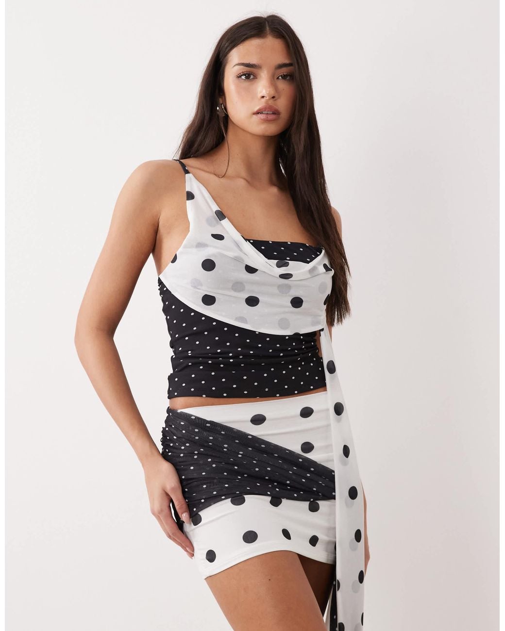 ASOS Varied Spot Mini Skirt in White | Lyst
