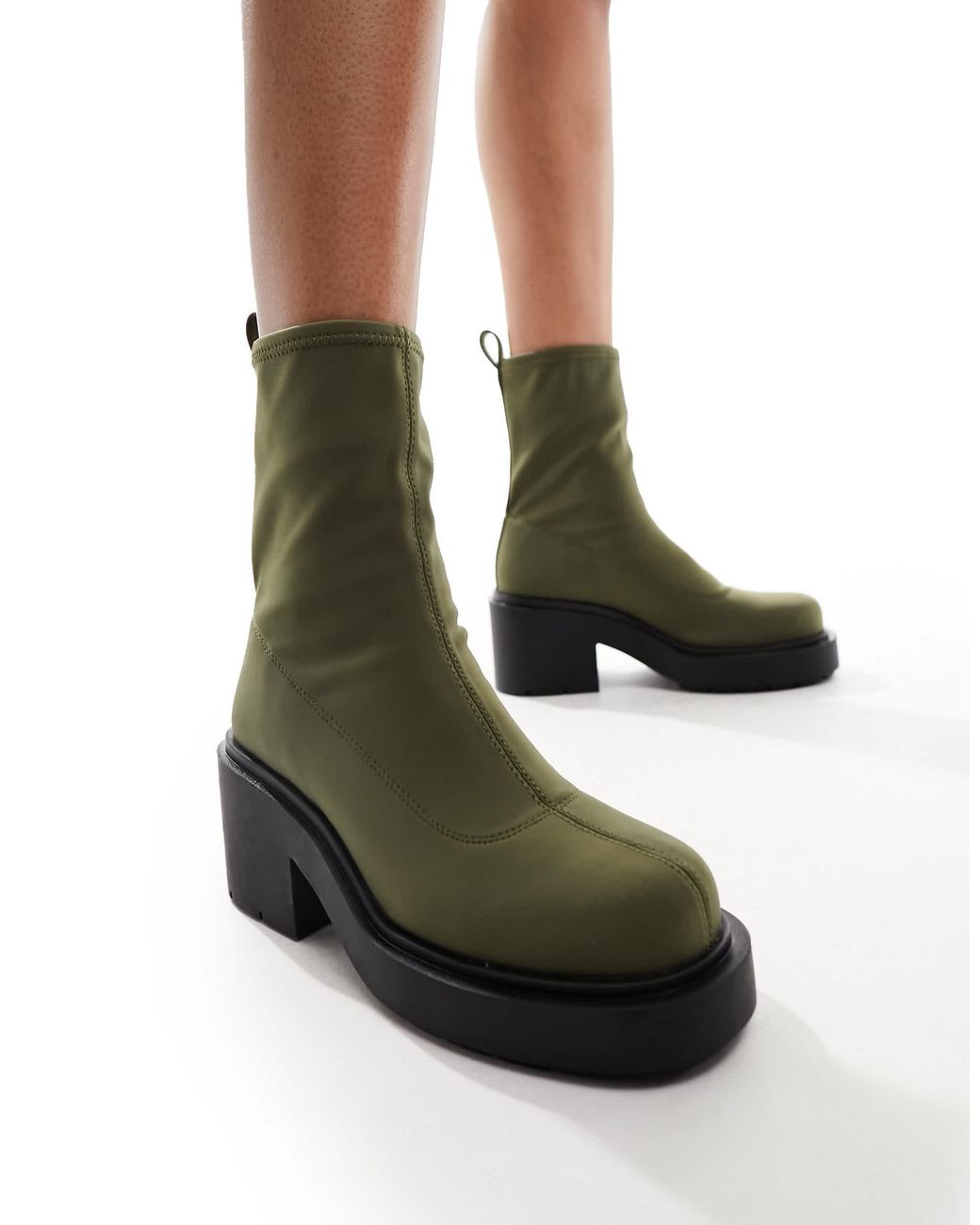 Monki Pull Up Platform Heeled Ankle Boot in White | Lyst