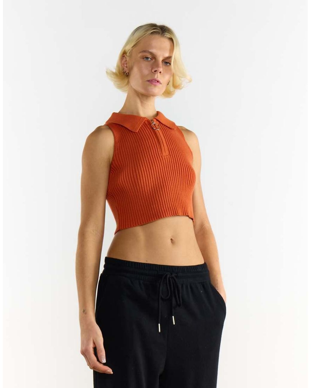 agon® Collared Crop Vest | Lyst UK