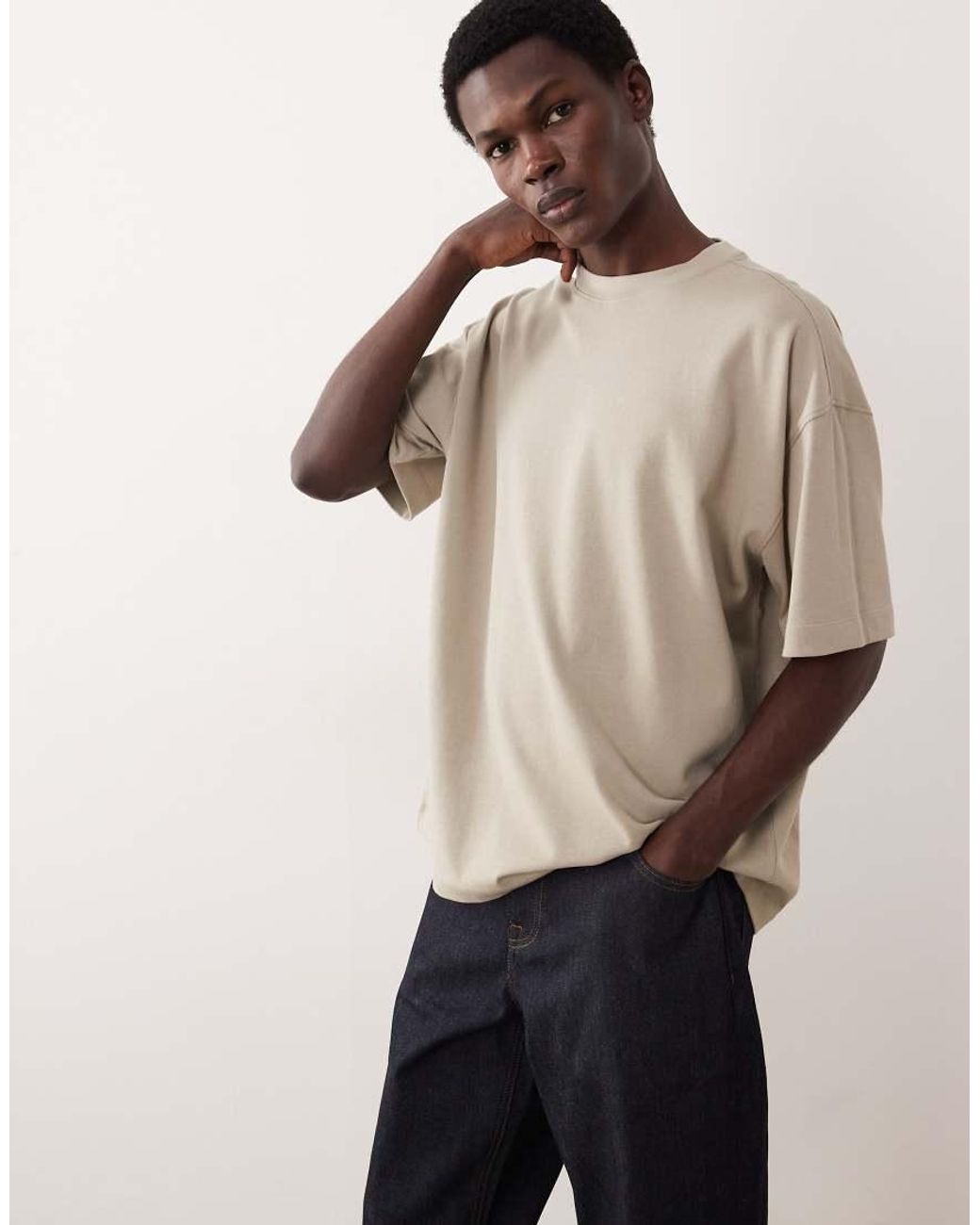 ASOS COLLECTIVE Super Heavyweight Oversized T-shirt in Natural for Men ...