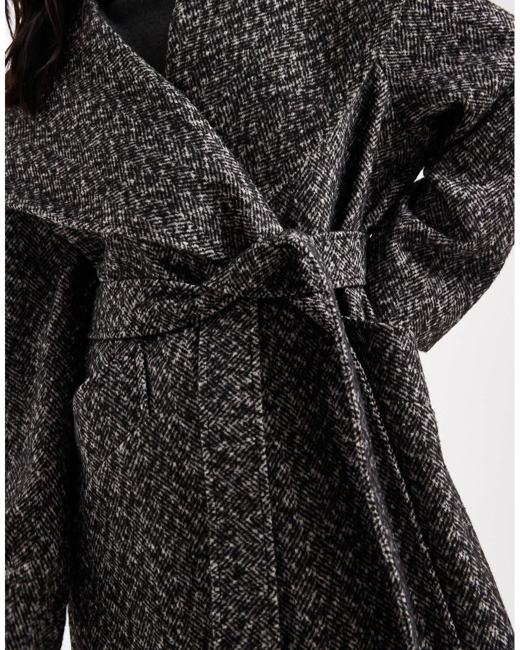 Miss Selfridge Formal Shawl Collar Wrap Coat in White | Lyst