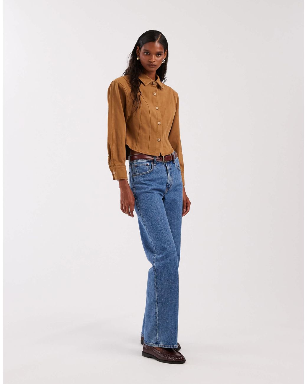 ASOS Cinched Twill Jacket in Blue | Lyst