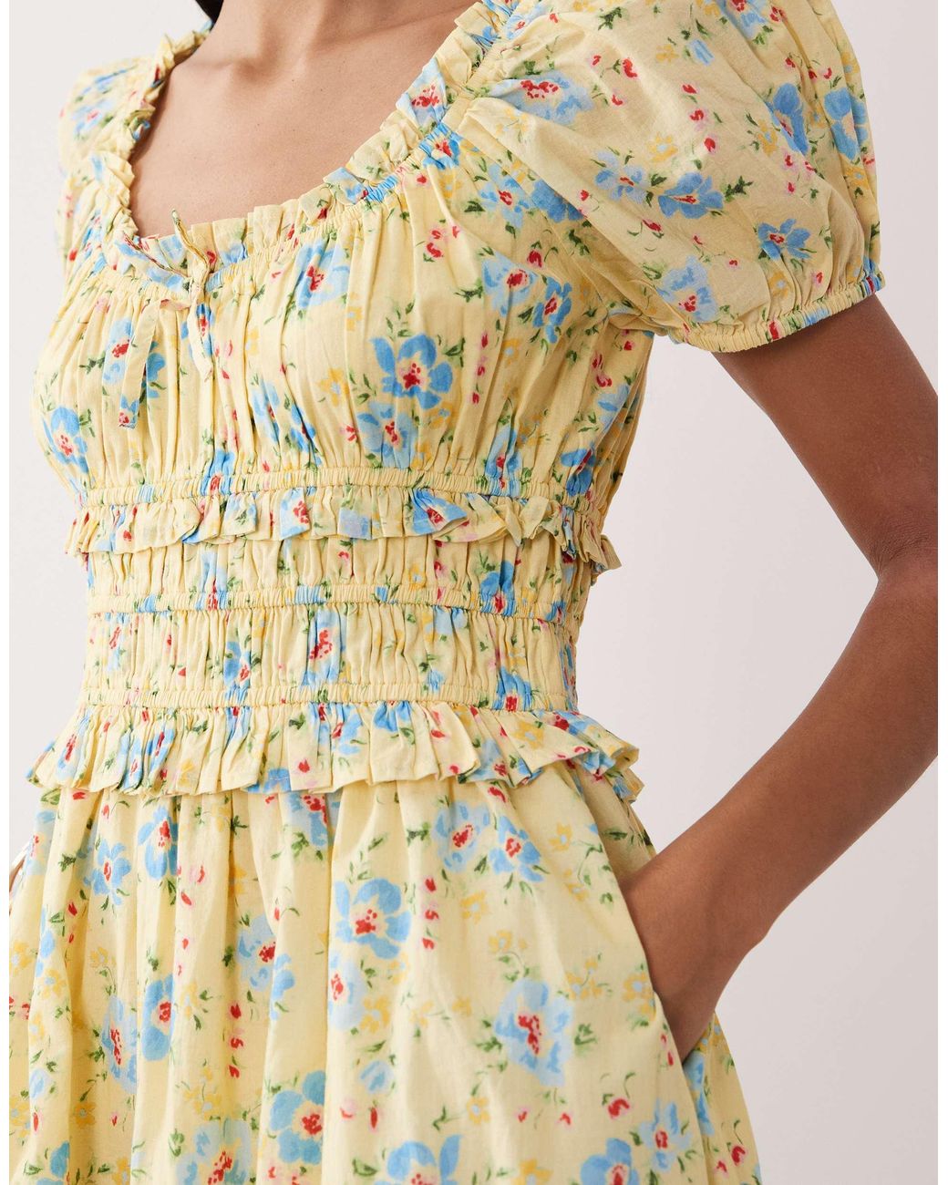 Nobody's Child Ariel Milk Maid Midi Dress in Natural | Lyst