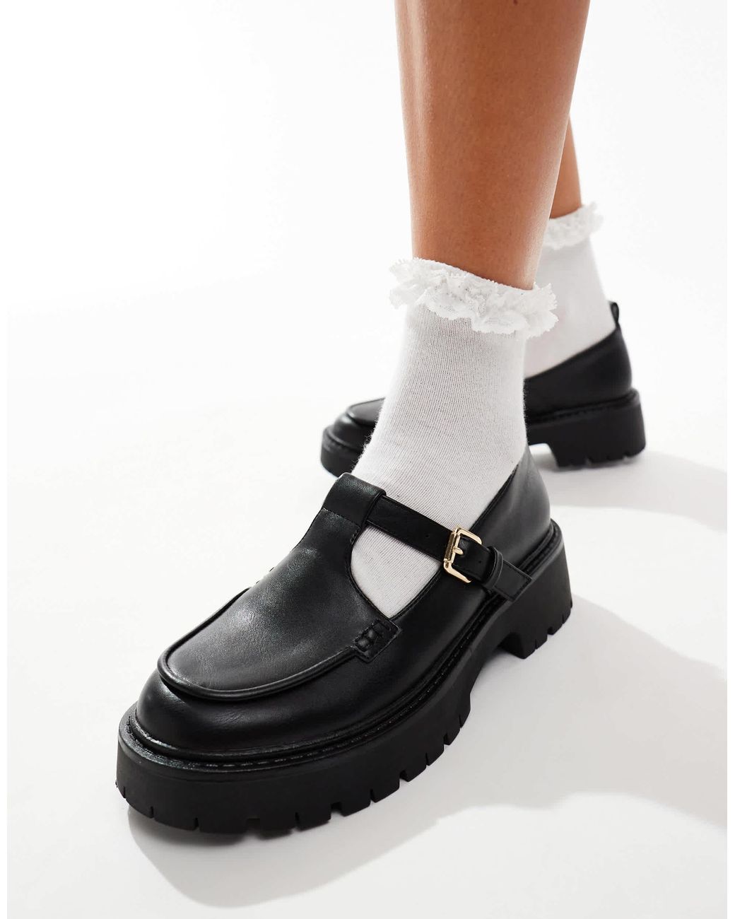 London Rebel Tilly Chunky Mary Jane in Black | Lyst