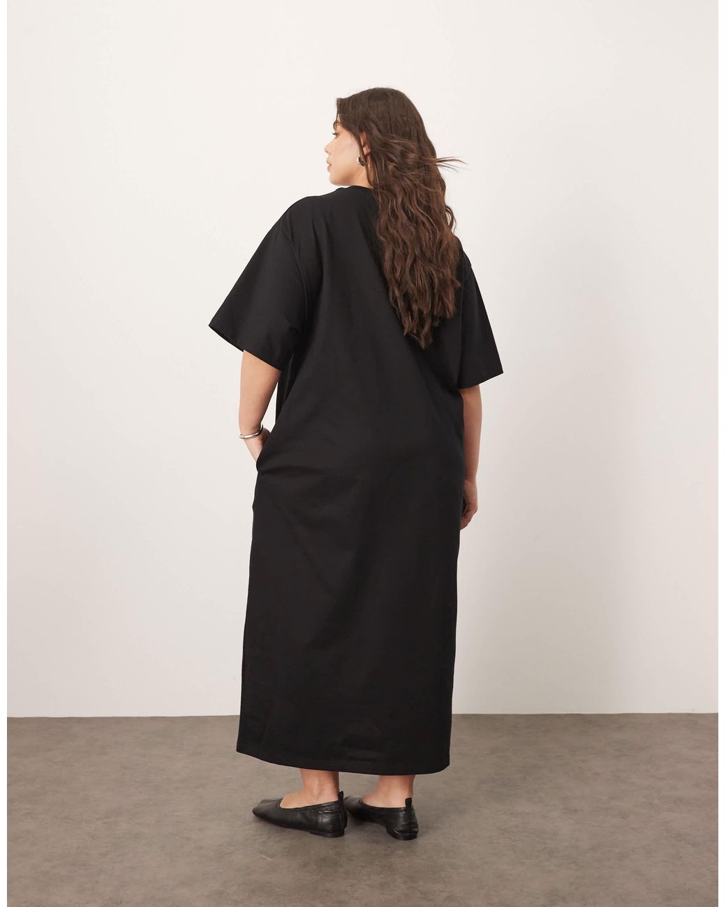ARRANGE Curve Premium Heavyweight T Shirt Midi Dress in Black | Lyst