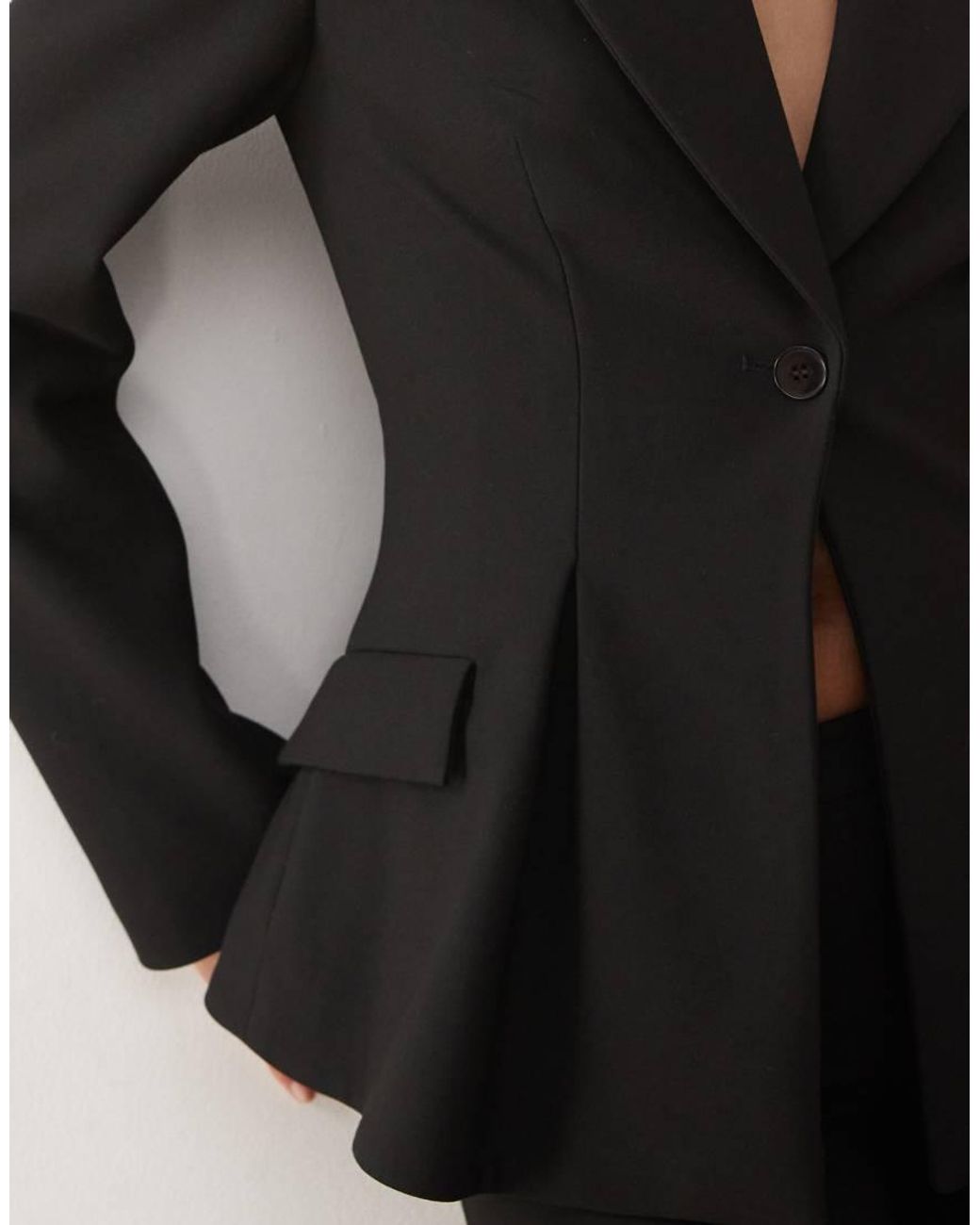 Monki Cinched Waist Blazer Suit Co-Ord in Black | Lyst UK