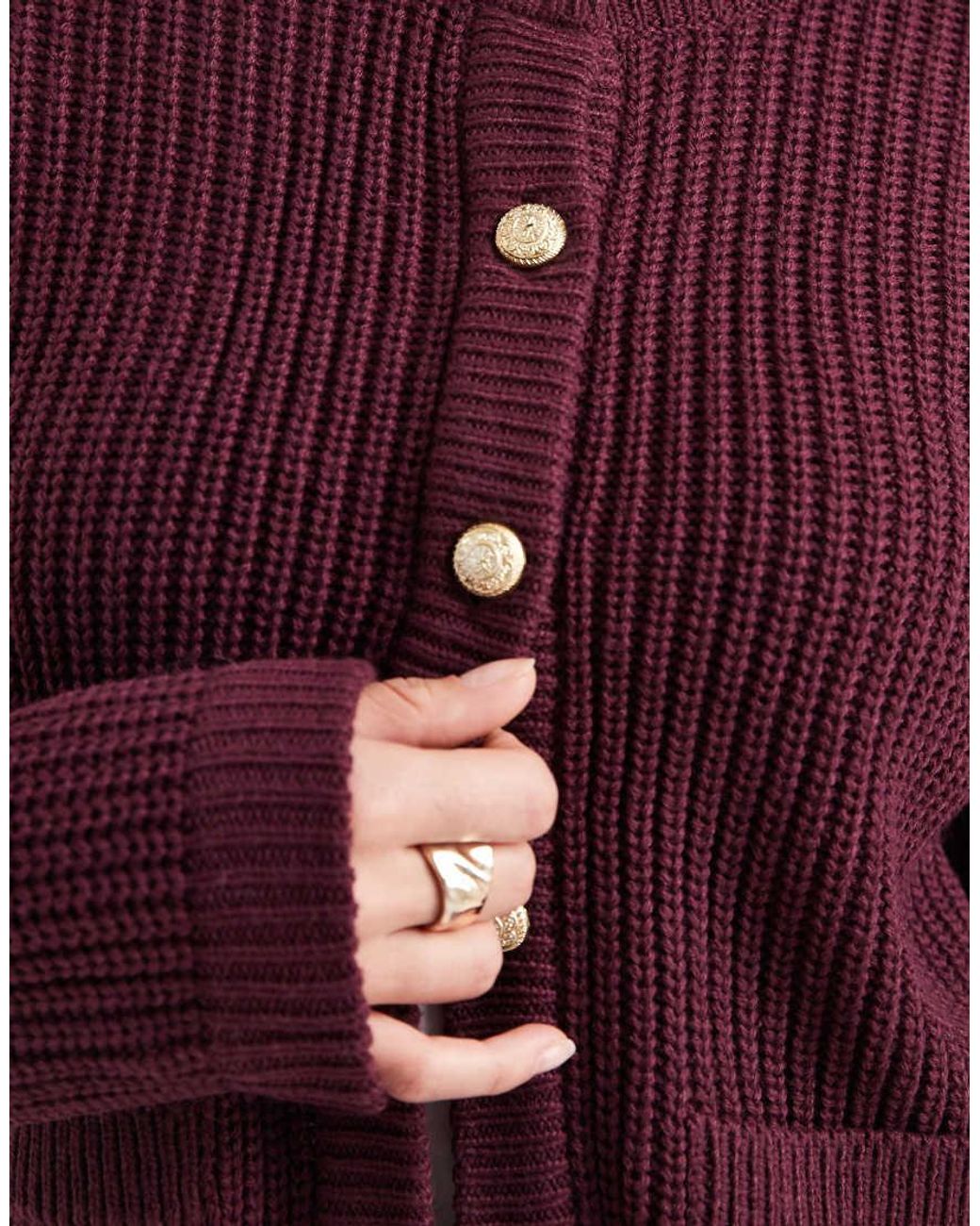 Brave Soul Fisherman Knit Cardigan With Gold Buttons And Pocket Detail ...