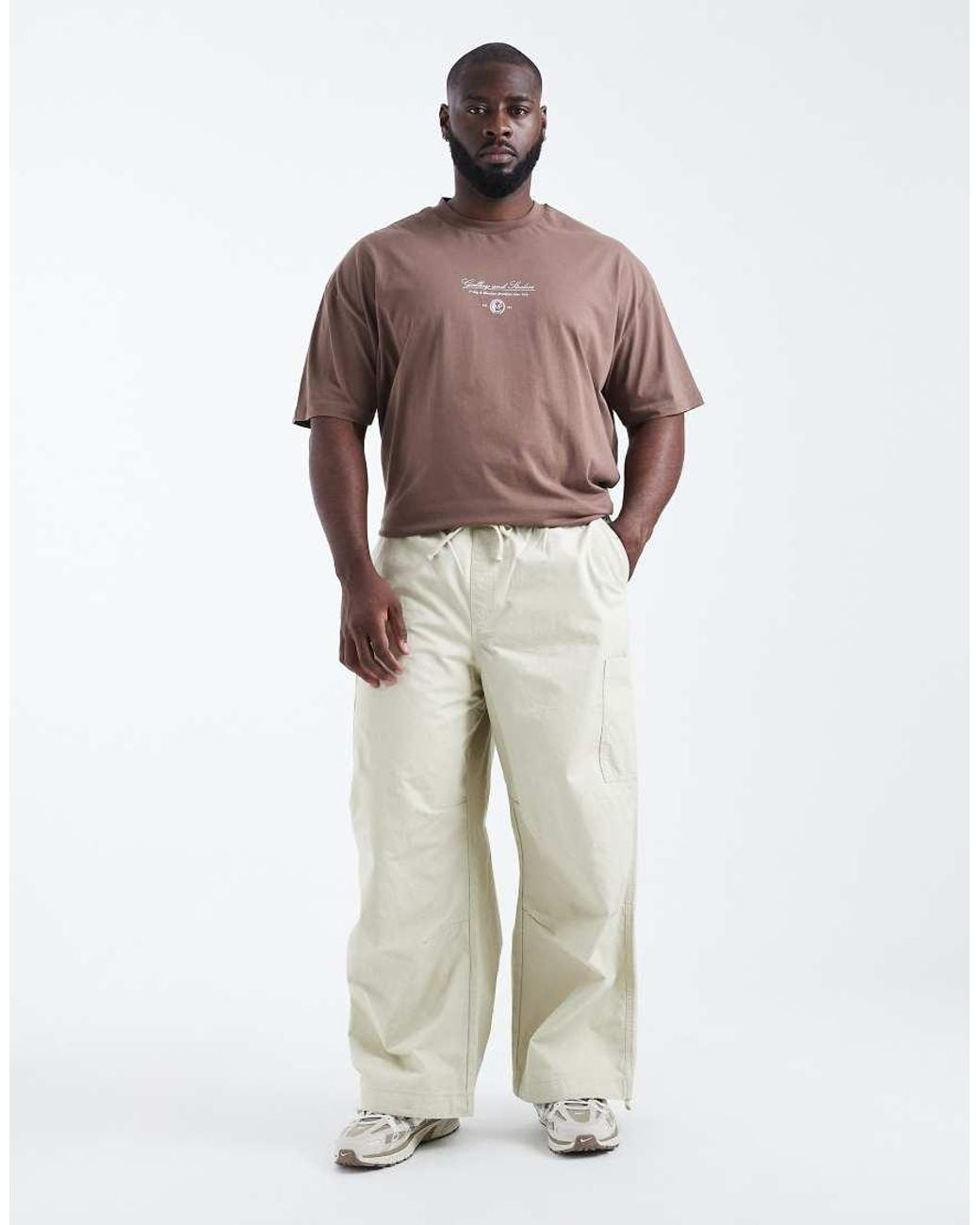 ASOS Oversized baggy Cargo Pants in Natural for Men | Lyst UK