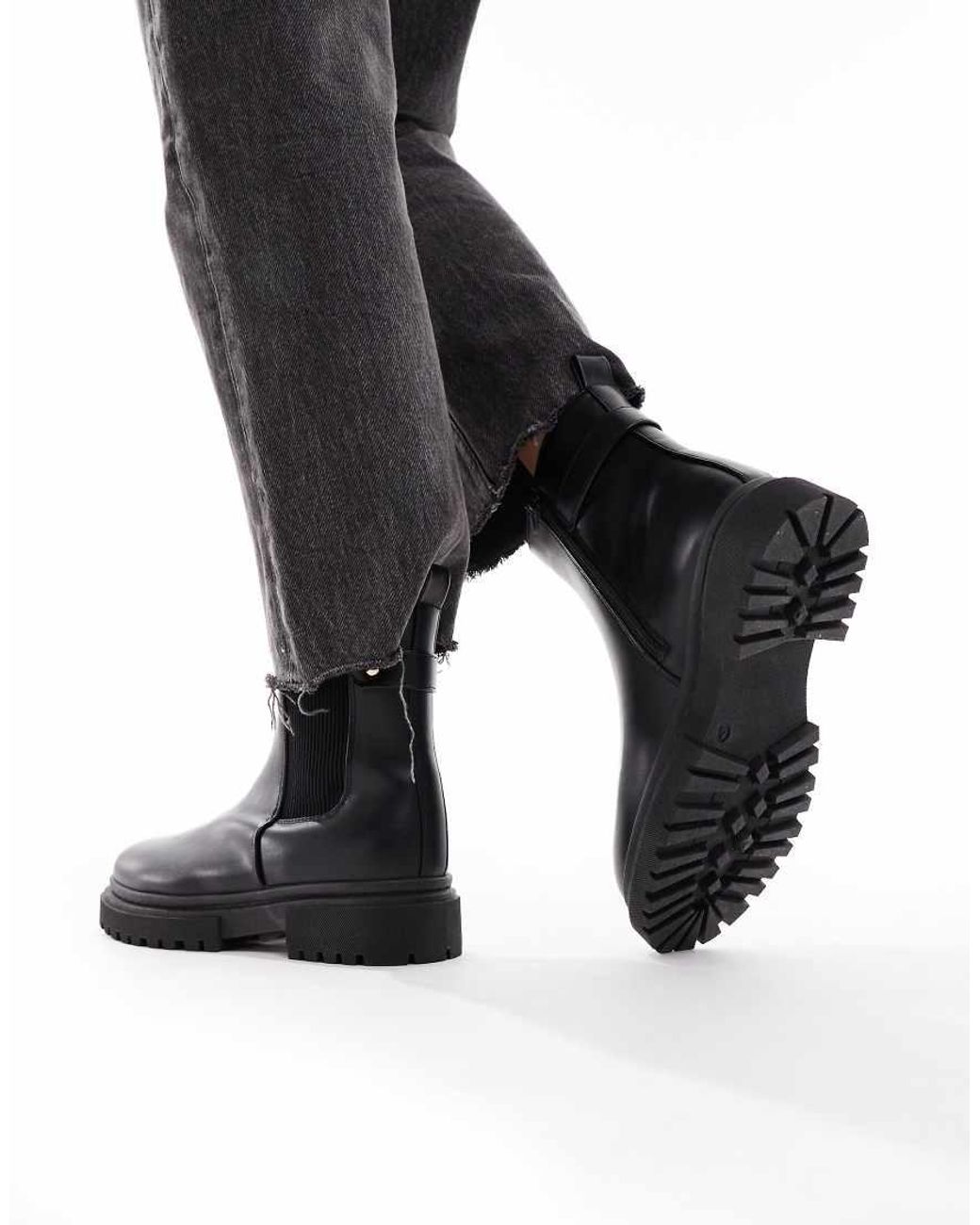 New Look Chunky Zip Up Chelsea Ankle Boot in Black | Lyst UK