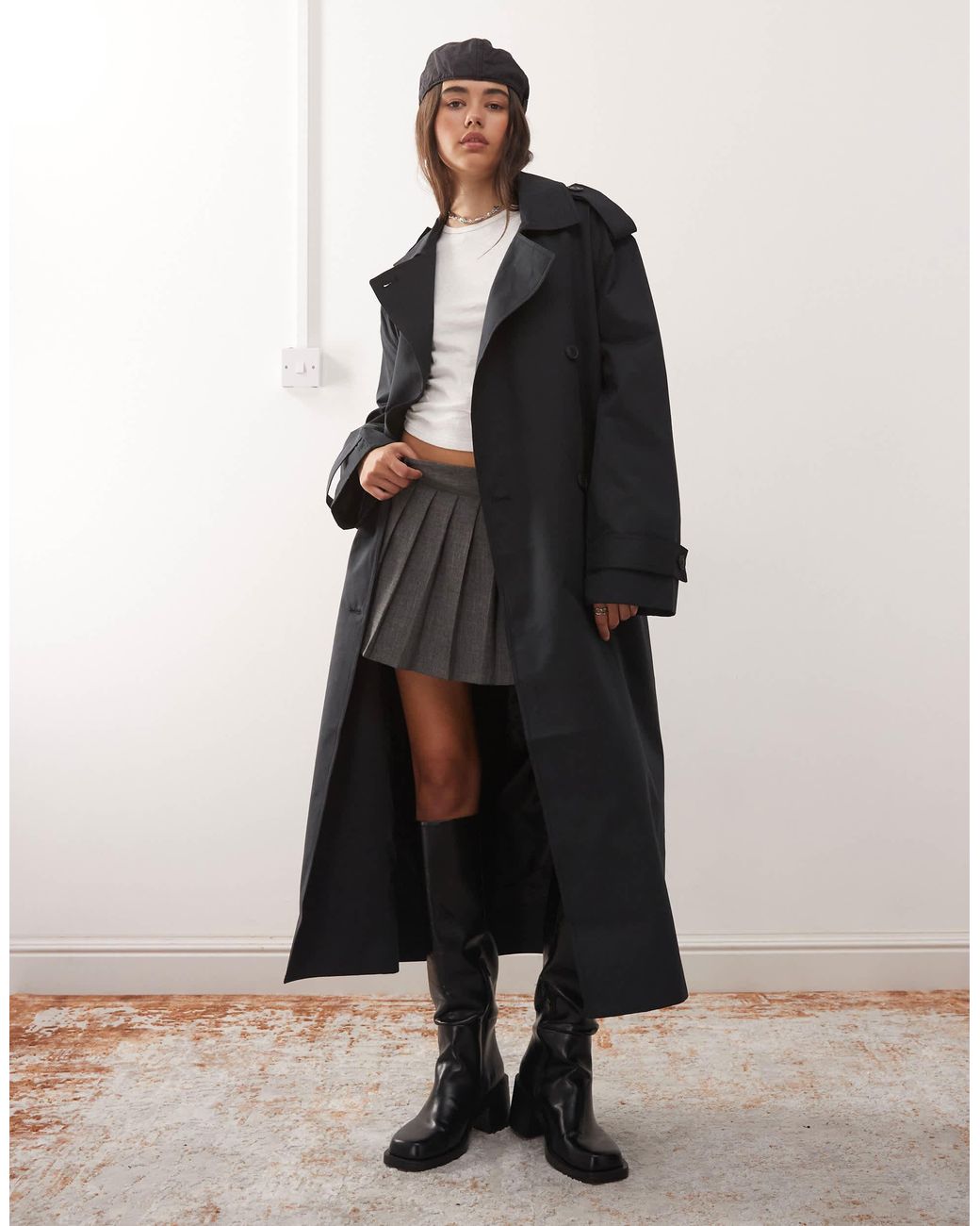 Weekday Oversized Trench Coat in Black | Lyst