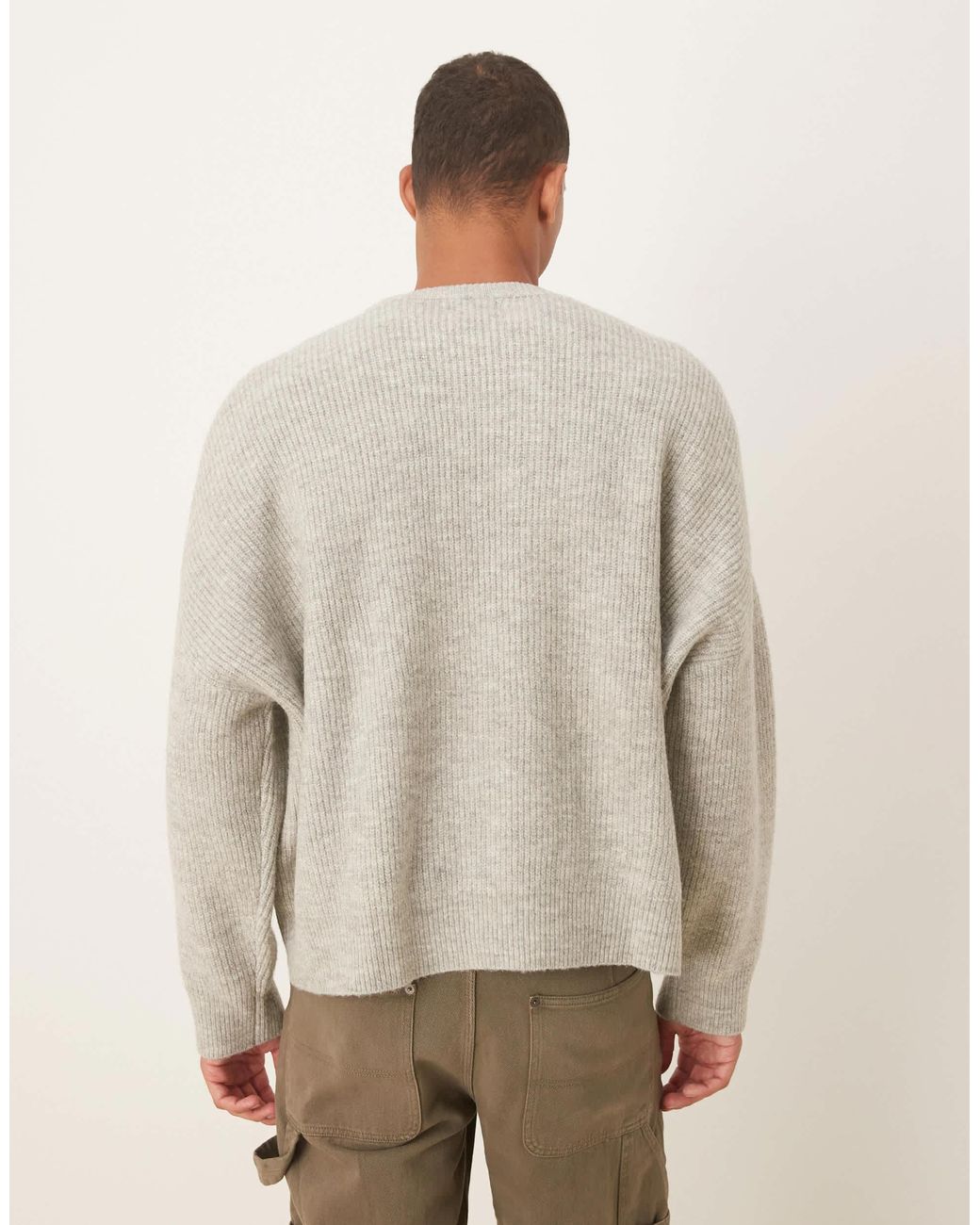 ASOS Super Oversized Boxy Fit Knitted Fisherman Rib Jumper in Natural ...
