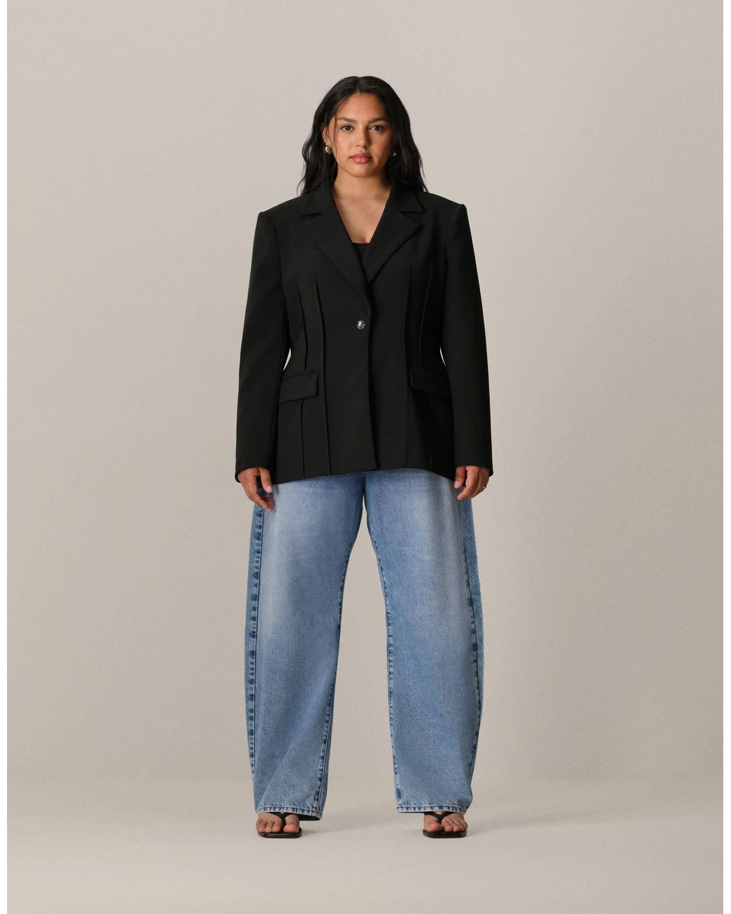 ARRANGE Curve Premium Sculpted Blazer in Blue | Lyst