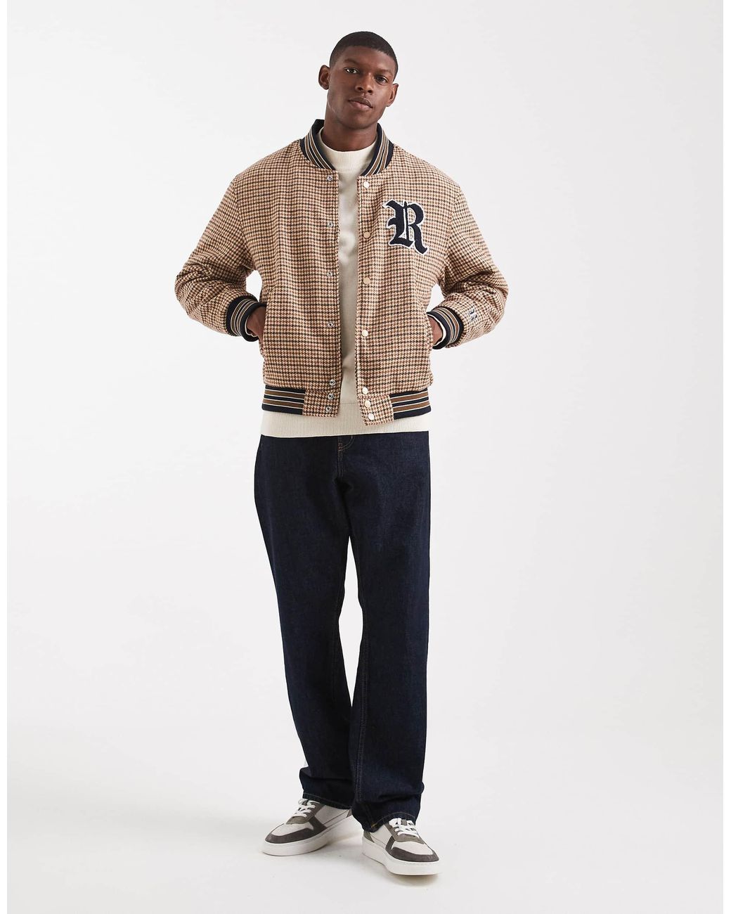 Redefined Rebel Boxy Varsity Jacket in Natural for Men | Lyst