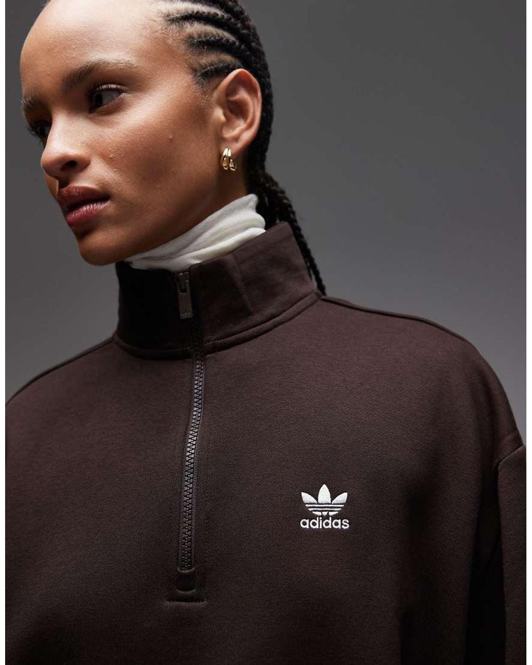 adidas Originals Essentials Half Zip Sweatshirt in Grey | Lyst UK