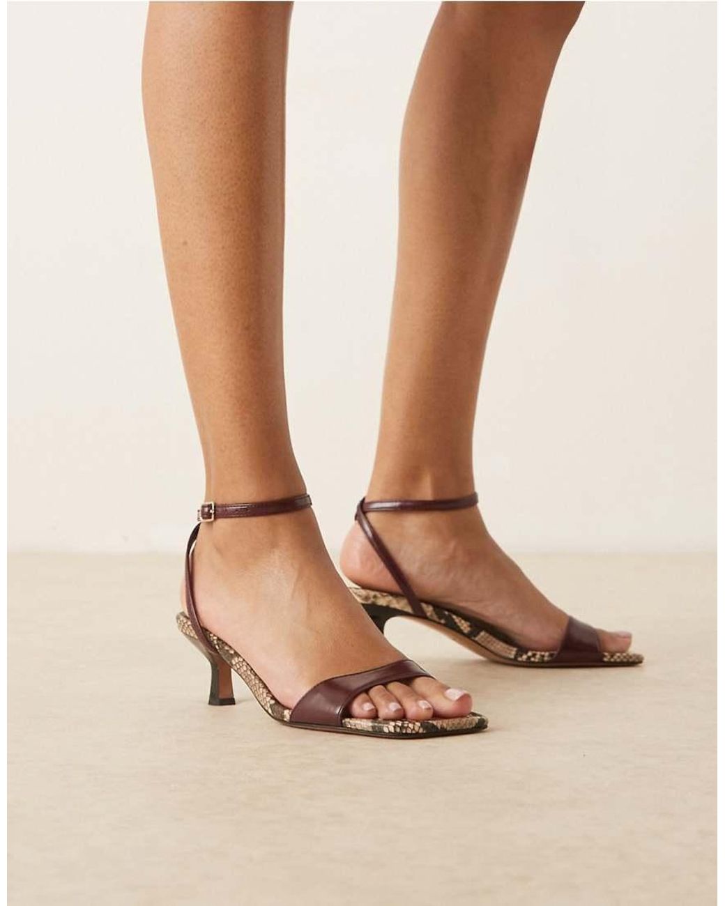 ASOS Heart Throb Barely There Kitten Heel Sandals in Natural | Lyst UK