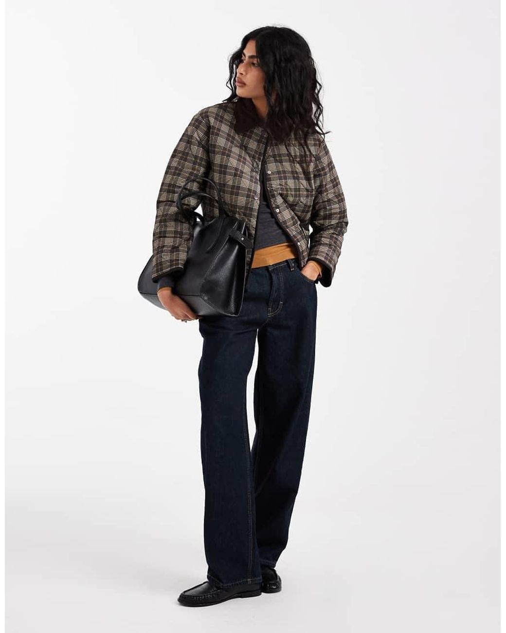 New Look Quilted Check Barn Jacket in Blue | Lyst UK