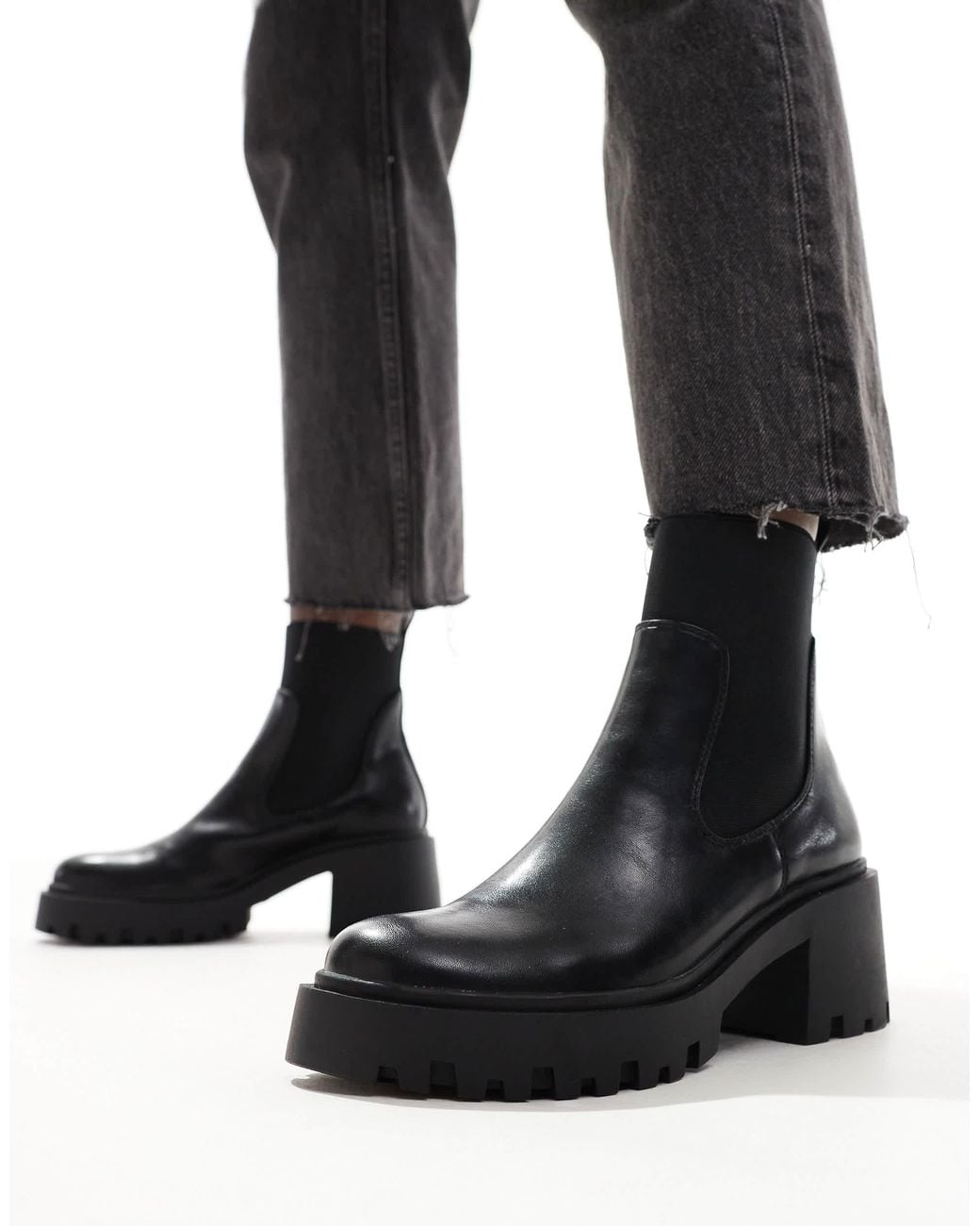 ASOS Wide Fit Rowan Chunky Chelsea Boots in Black | Lyst
