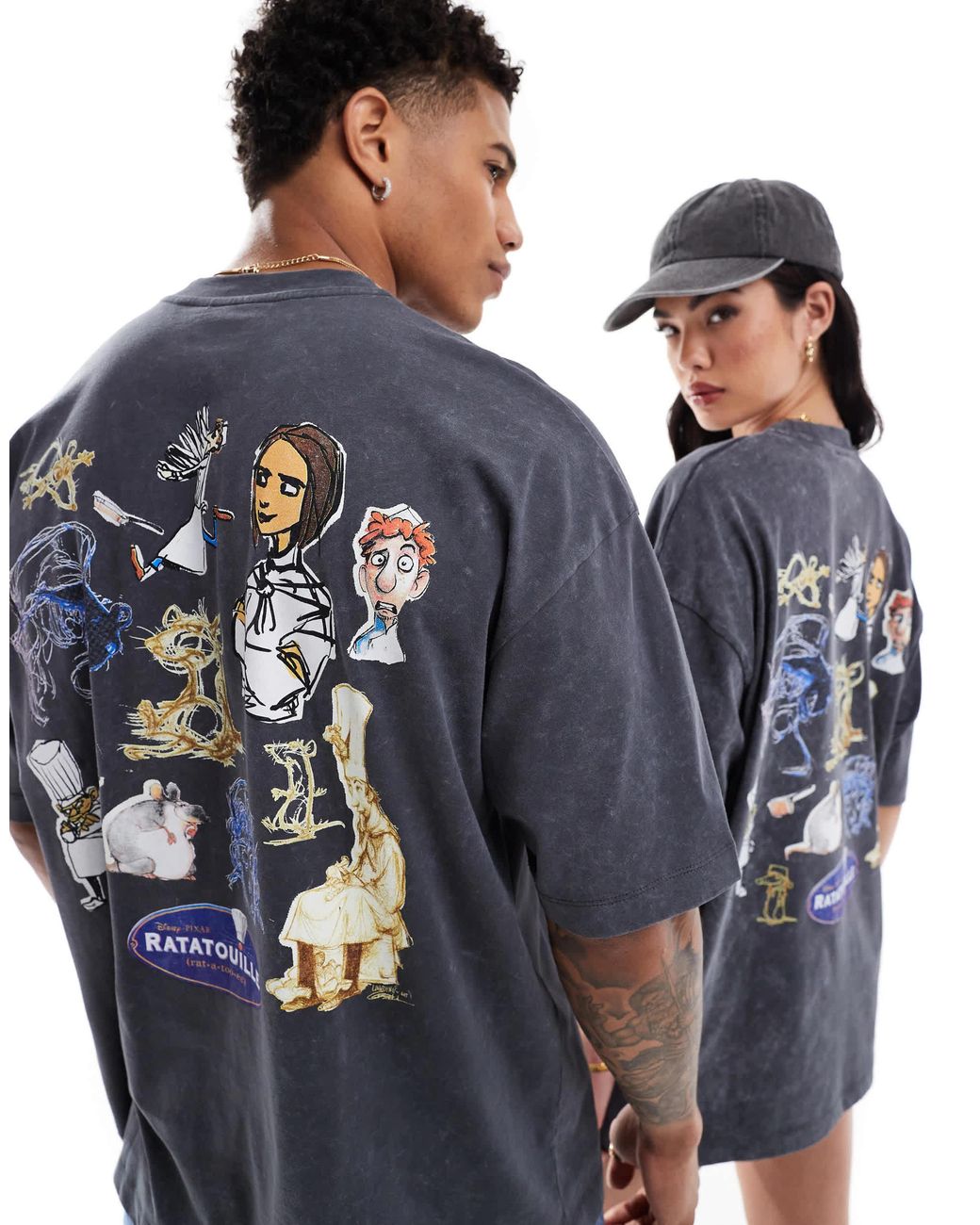 ASOS Disney Pixar Oversized T-Shirt With Ratatouille Prints in Blue | Lyst
