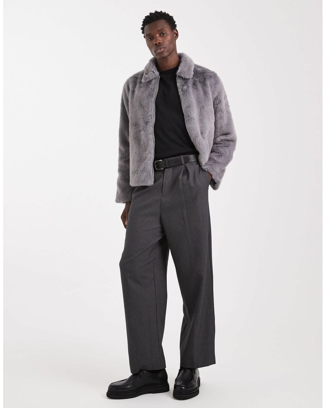 ASOS Faux Fur Jacket in Gray for Men | Lyst