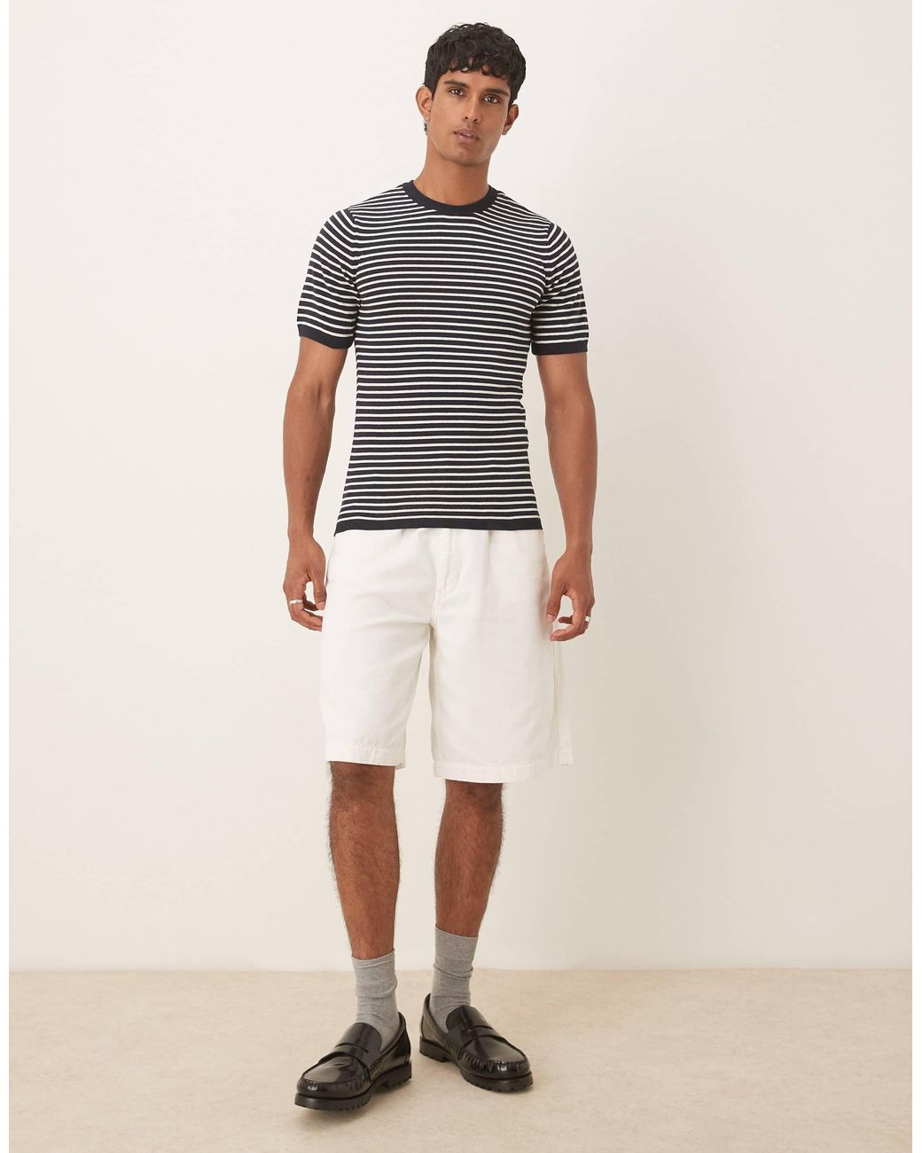 ASOS Muscle Fit Knitted Crew Neck T-shirt in Blue for Men | Lyst