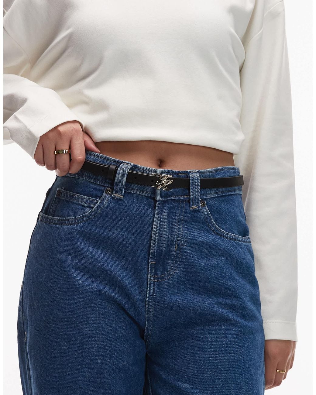 Tommy Hilfiger Script Logo Belt in Blue | Lyst