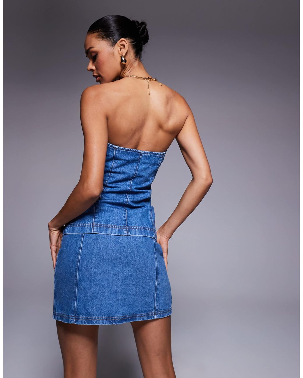 ASOS Denim Micro Mini Skirt With Seams Co-ord in Blue | Lyst
