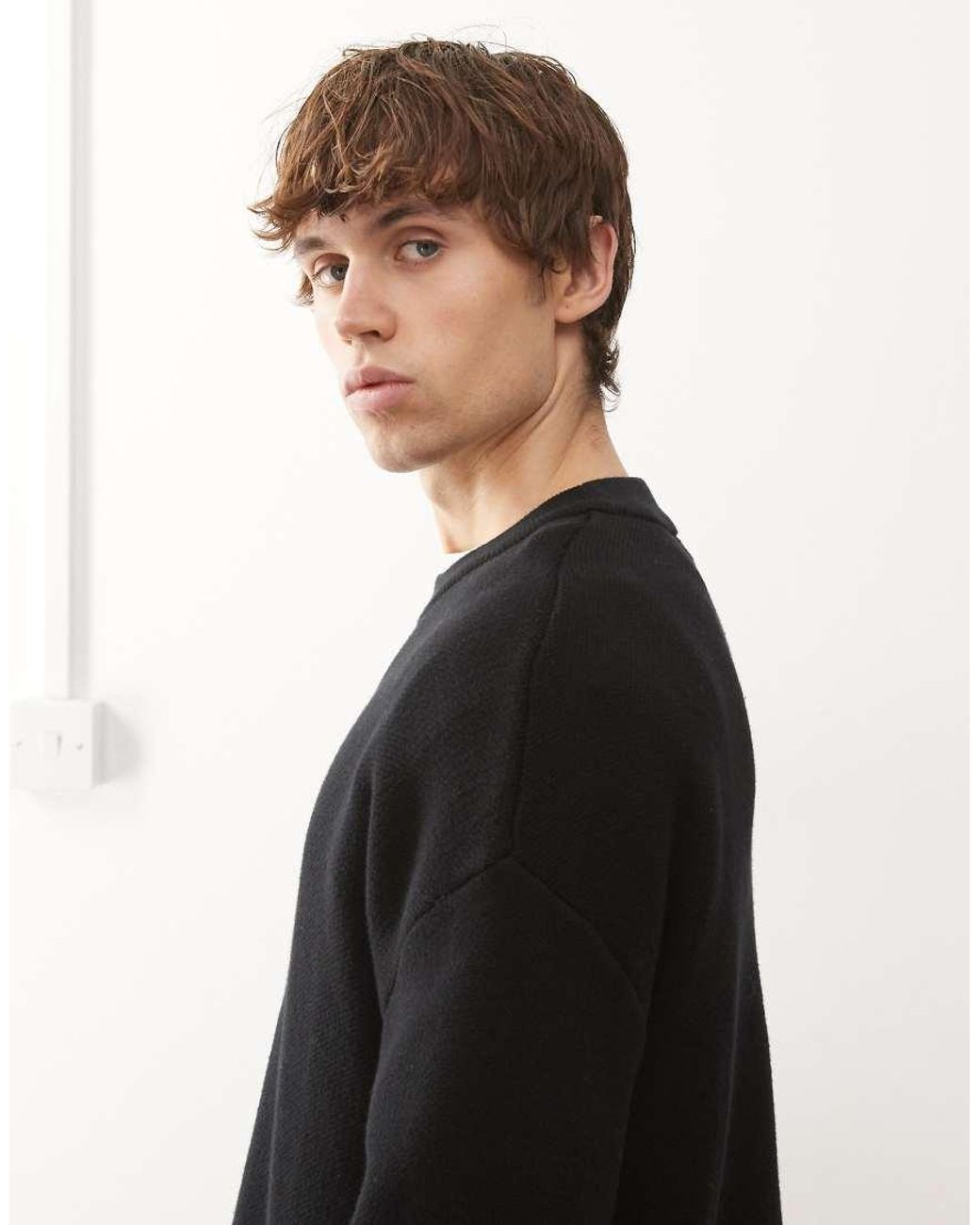 Weekday Boxy Fit Knitted Jumper in Black for Men | Lyst UK