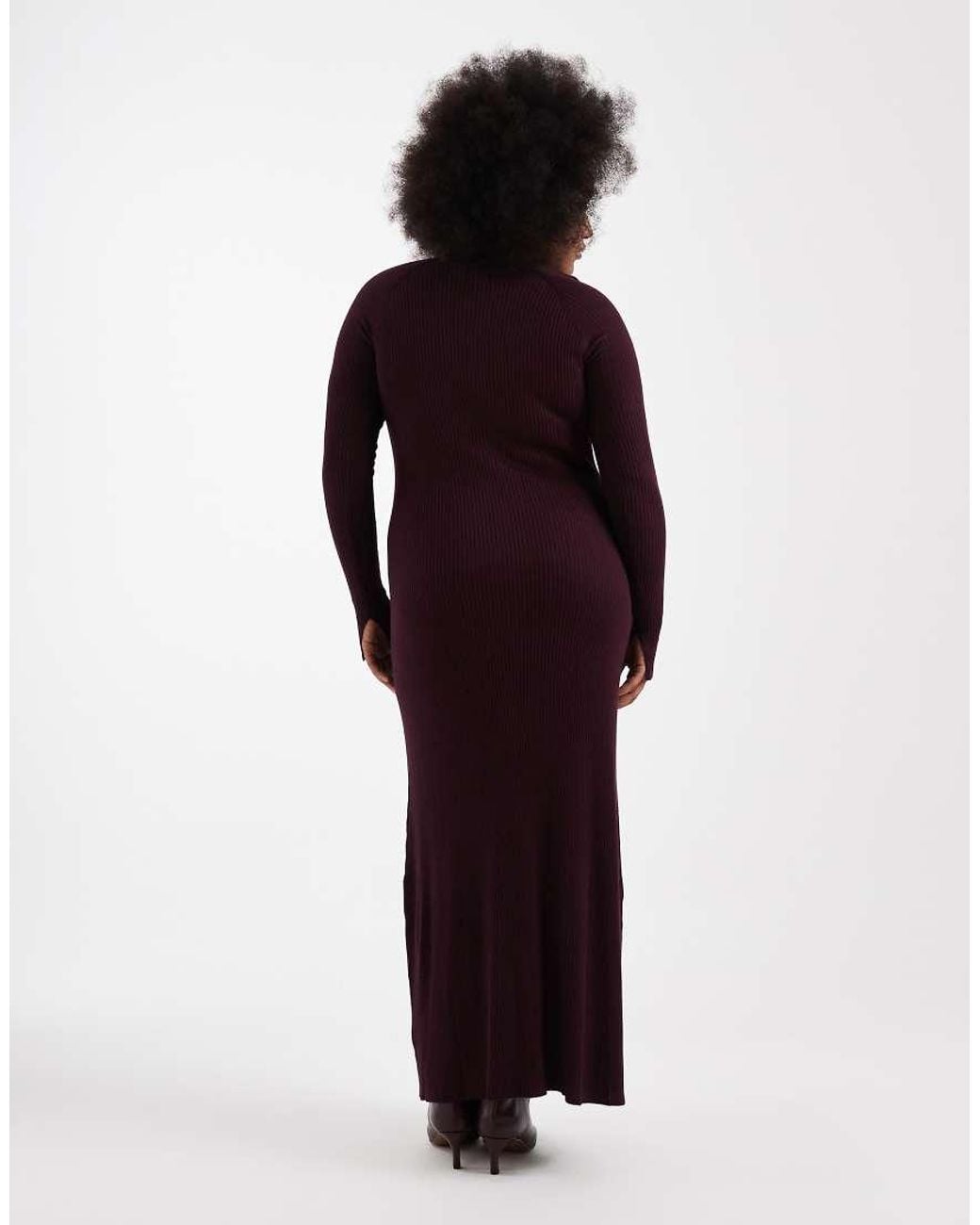 ASOS Asos Design Curve Knit Fine Gauge Maxi Dress With Ribbed Detail in ...