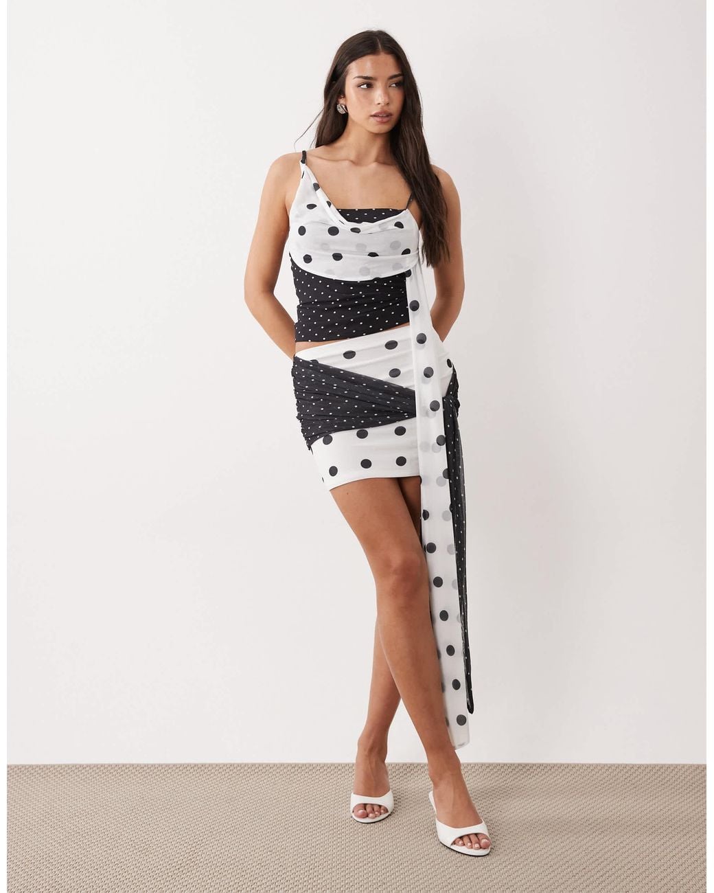 ASOS Varied Spot Mini Skirt in White | Lyst