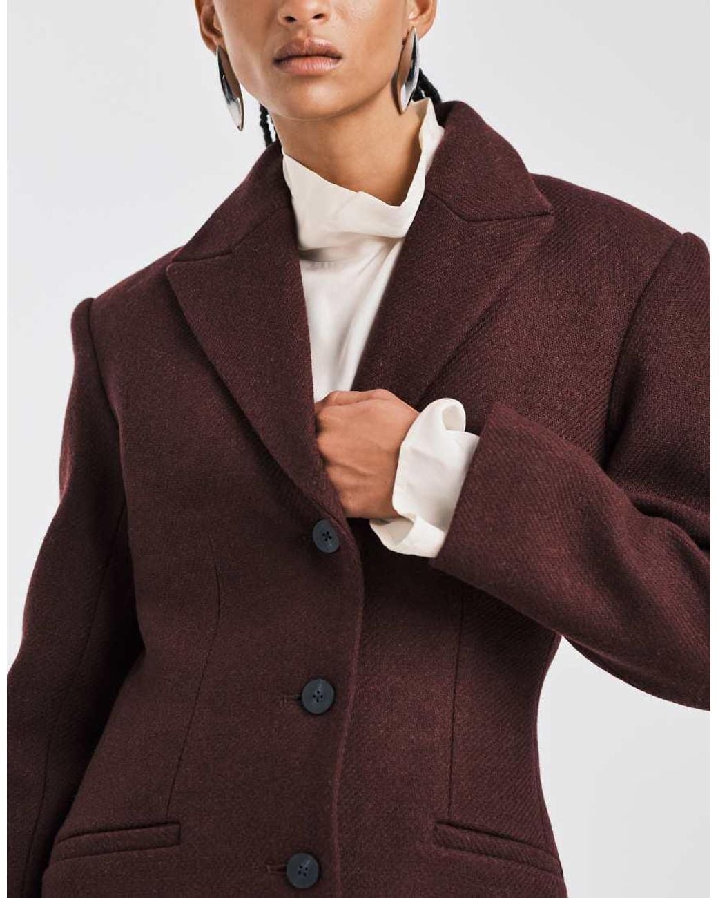 ASOS Premium Brushed Wool Blend Sculpted Coat in Red | Lyst UK