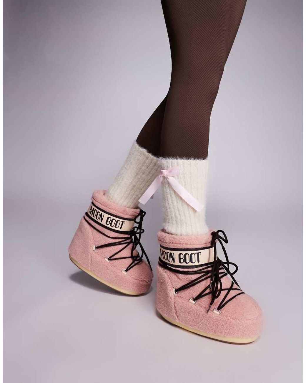 Moon Boot Moonboot Icon Low Fleece in Pink | Lyst UK