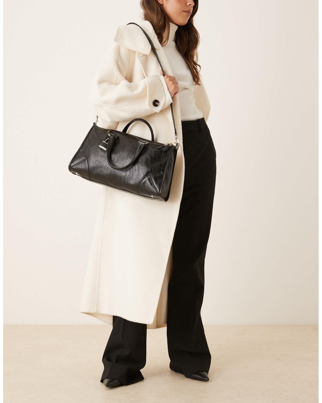 Mango Lock Charm City Bag in Natural | Lyst