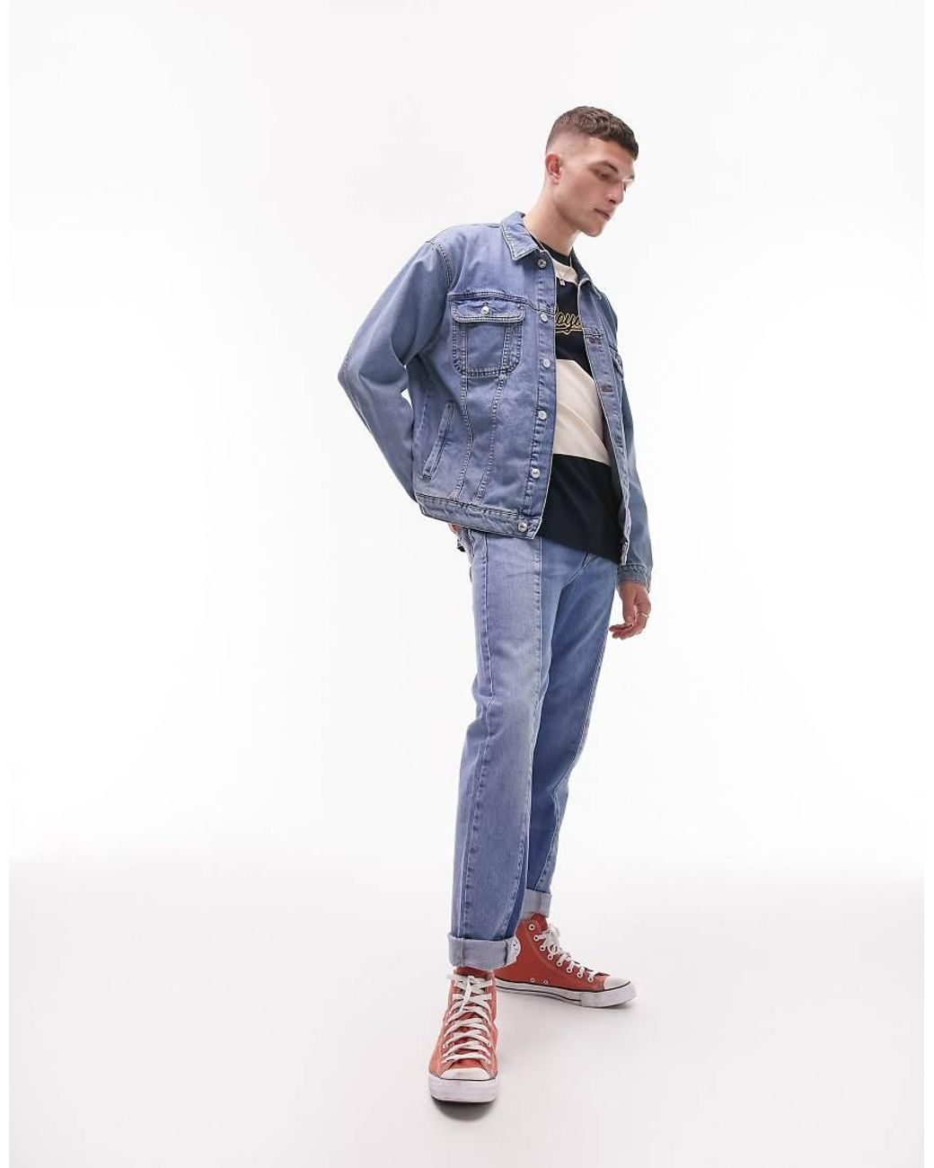 TOPMAN Oversized Denim Jacket in Blue for Men | Lyst UK