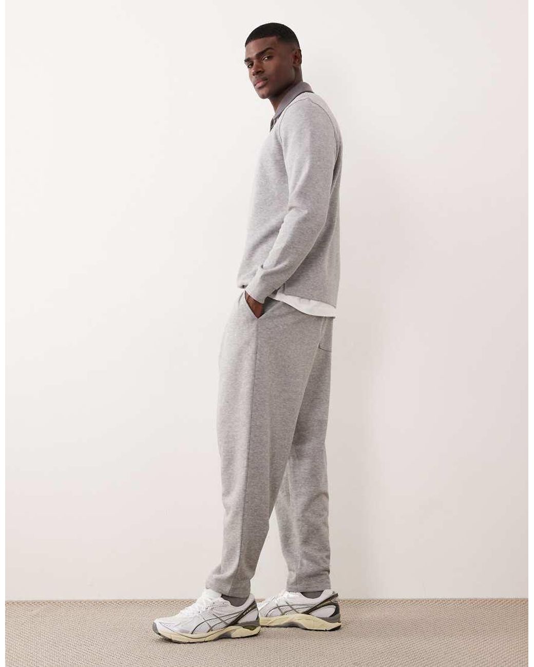 ASOS Tapered Trackies in Natural for Men | Lyst UK