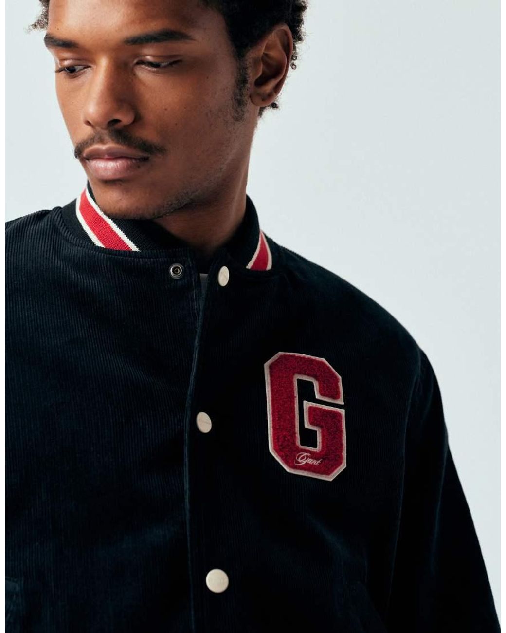 GANT G Logo Cord Varsity Jacket in Black for Men | Lyst UK