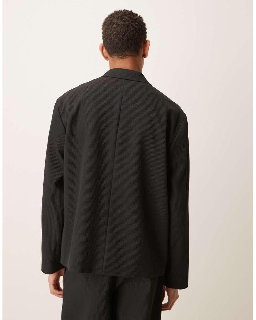 ASOS Rib Texture Boxy Suit Jacket in Black for Men | Lyst UK