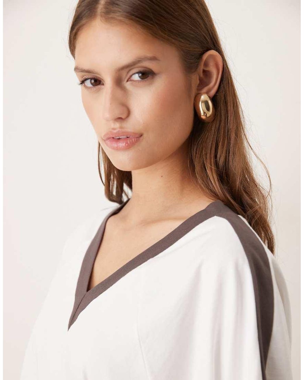 ASOS V Neck Top in White | Lyst UK