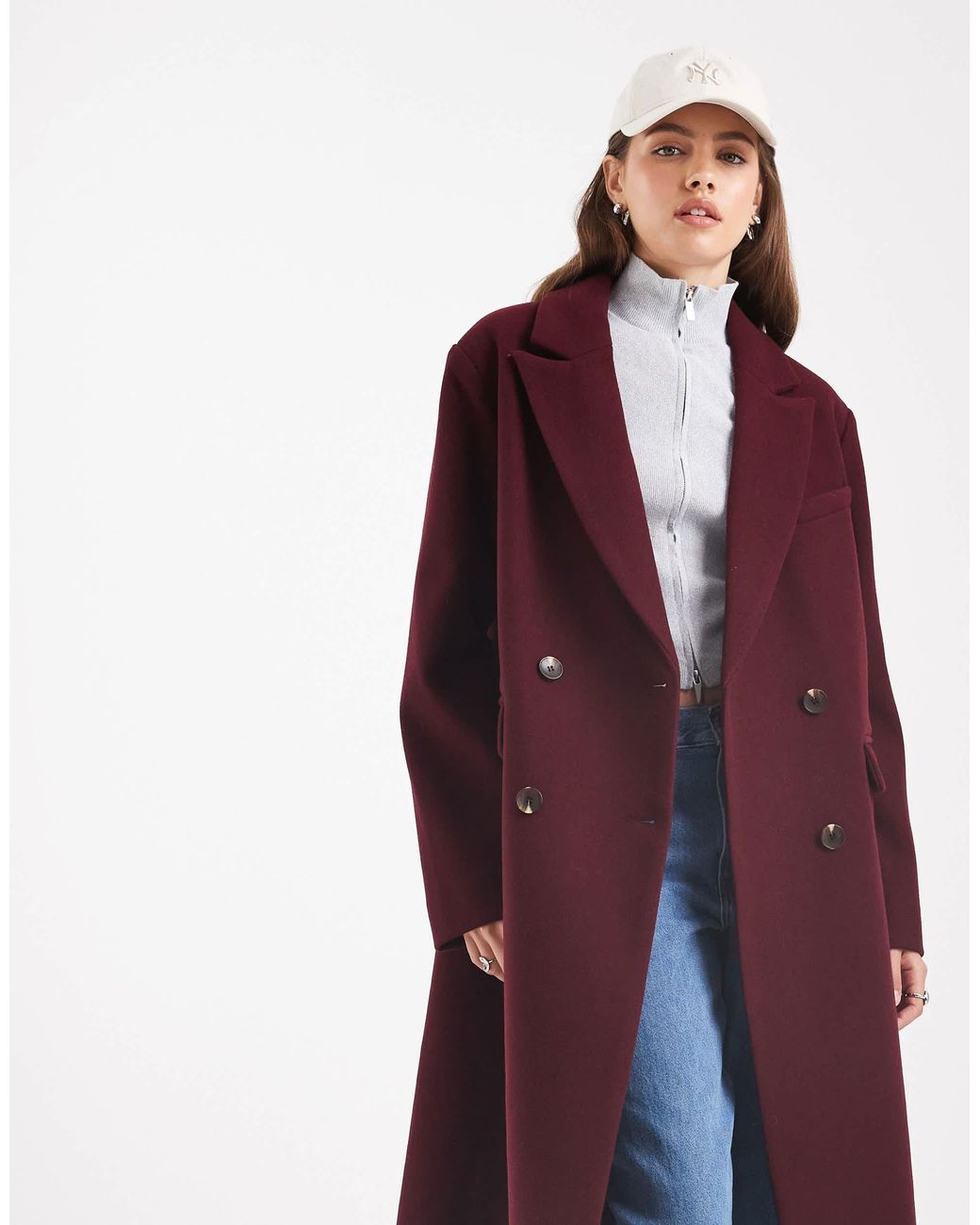 ASOS Oversized Dad Coat in Red | Lyst