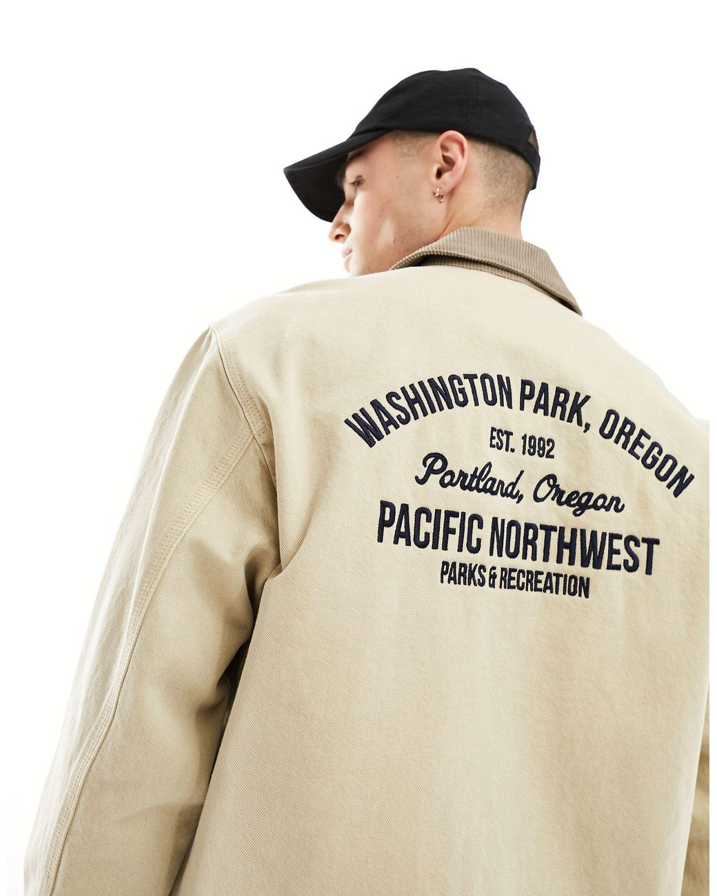 Abercrombie & Fitch Embroidered Worker Jacket in Natural for Men | Lyst UK