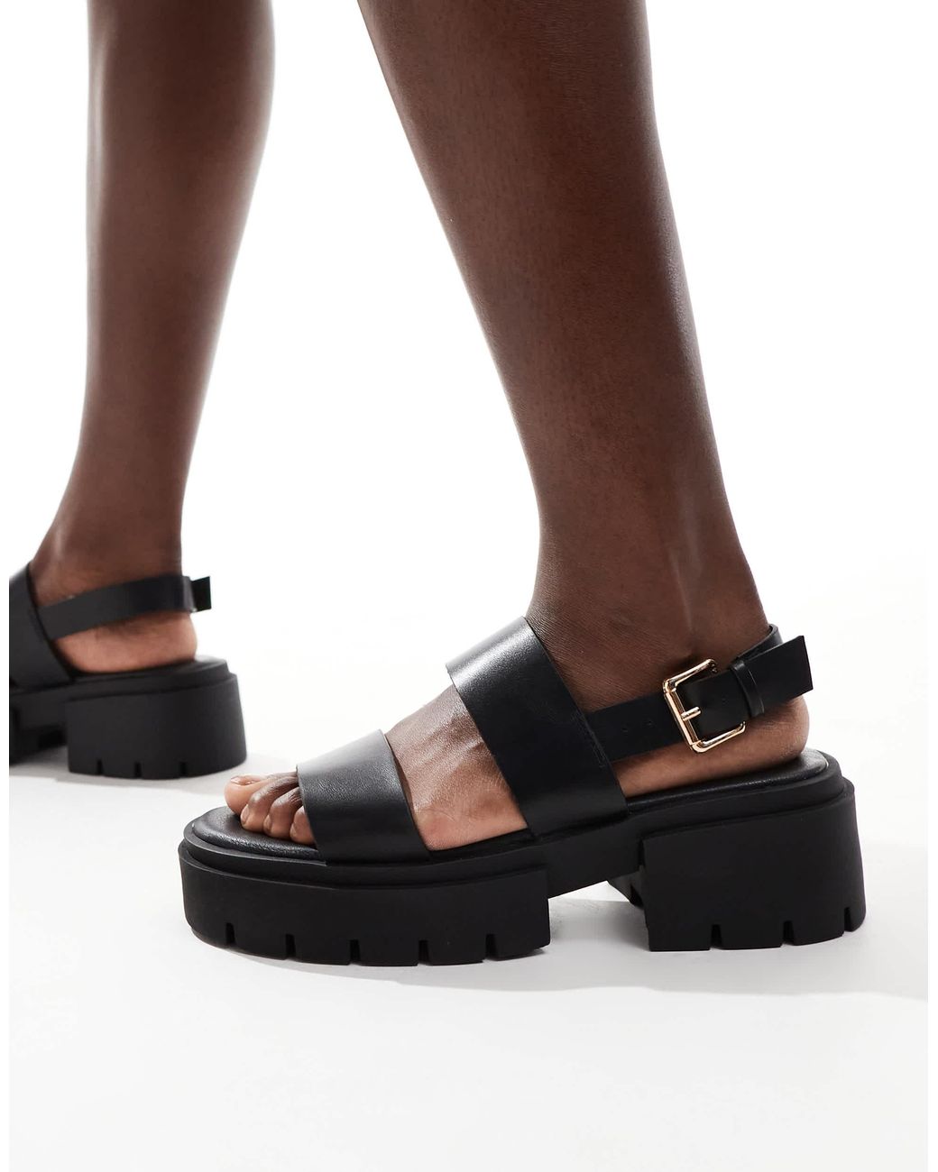 Truffle Collection Chunky Strap Sandals in Brown | Lyst