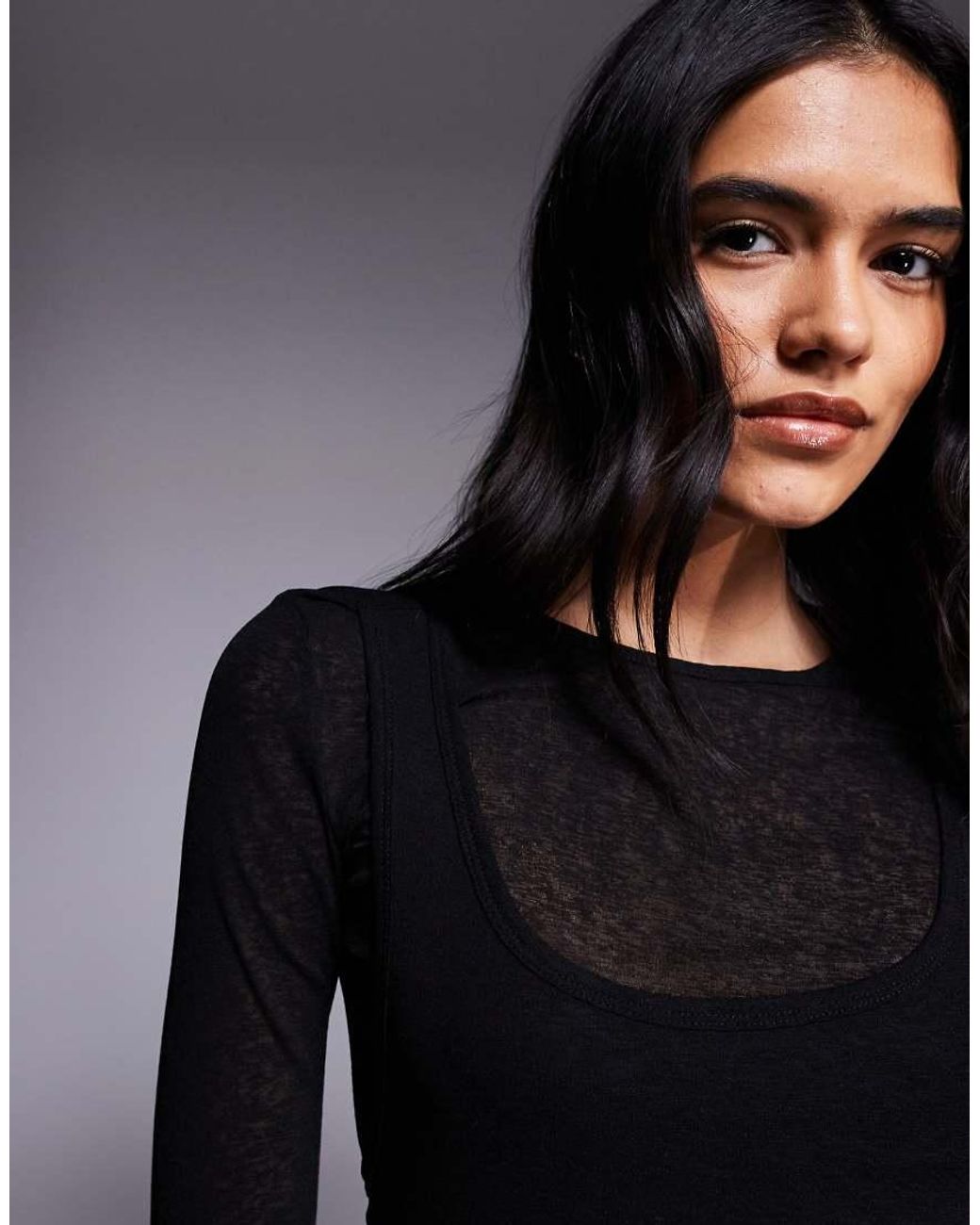 ASOS Gauzy Sheer Double Layer Top in Blue | Lyst UK