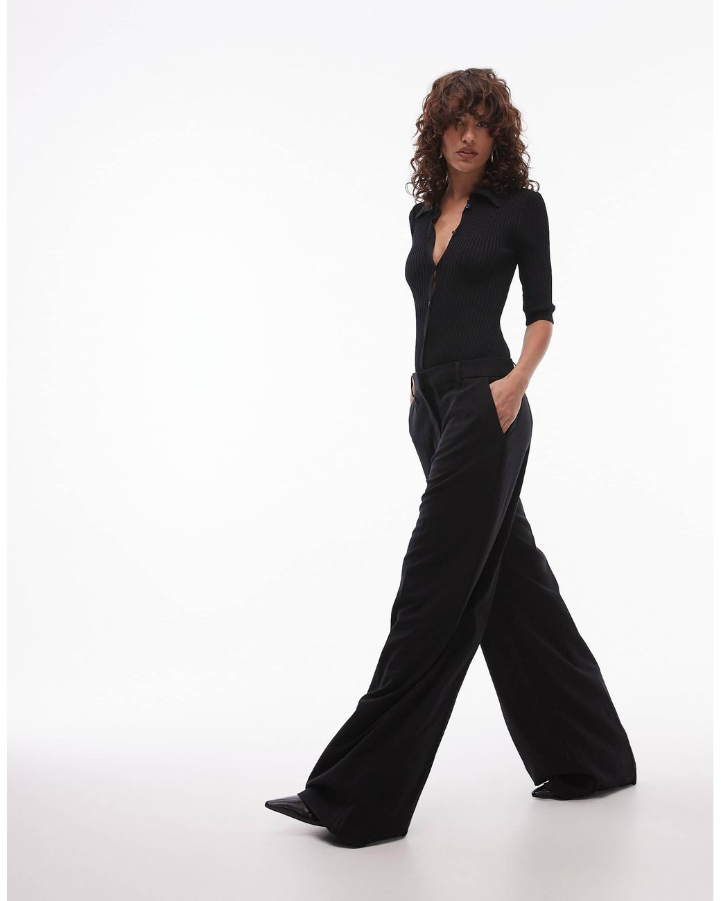 Mango Suit Detail Contrast Jumpsuit in Black | Lyst