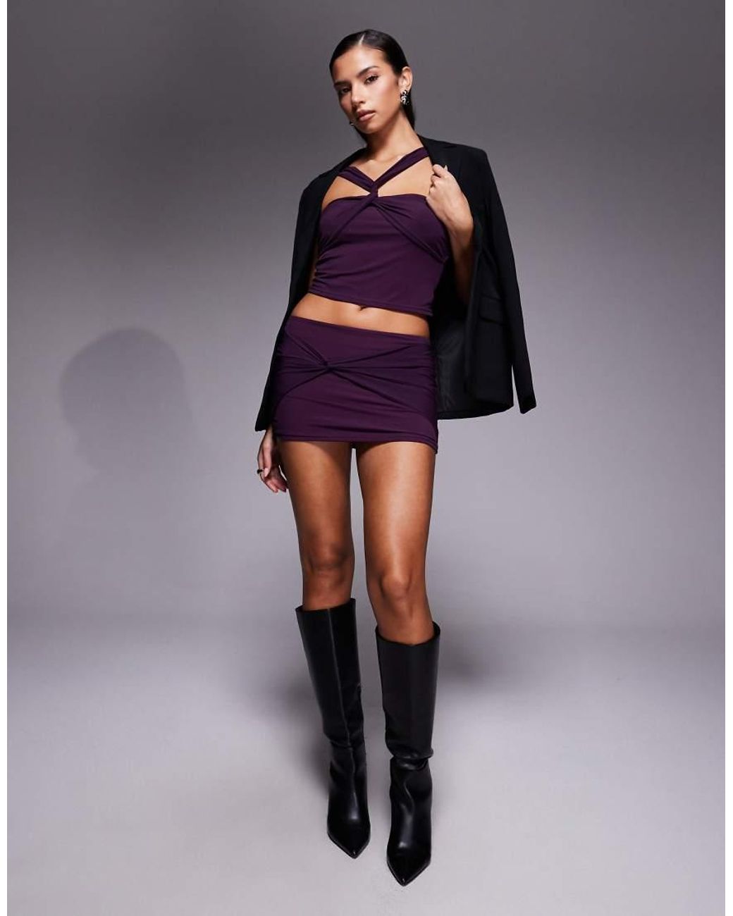 Edikted maggi Co-ord Knitted Backless Mesh Top in Purple | Lyst UK