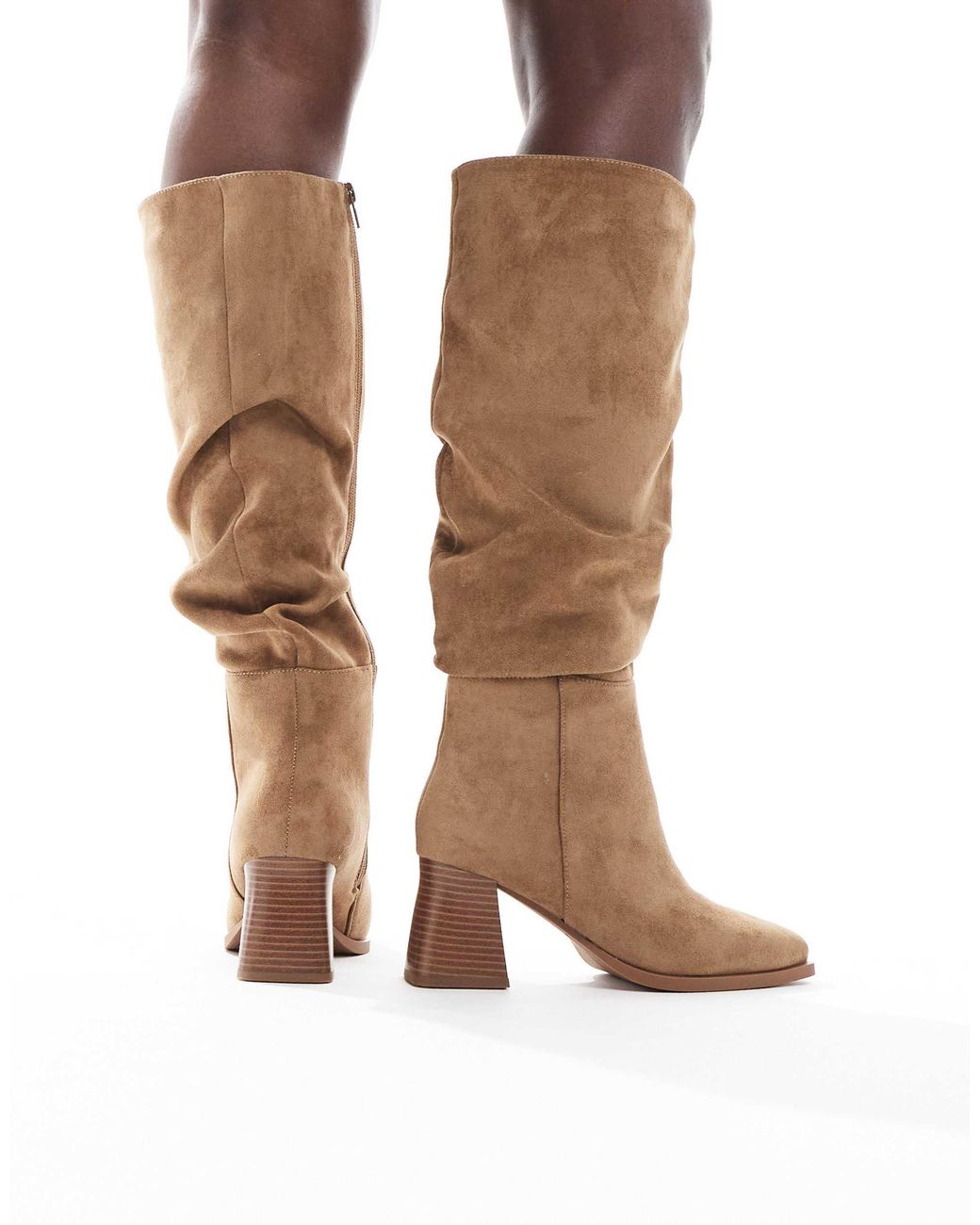 SEQWL Fisher Slouchy Block Heel Knee Boots in White | Lyst