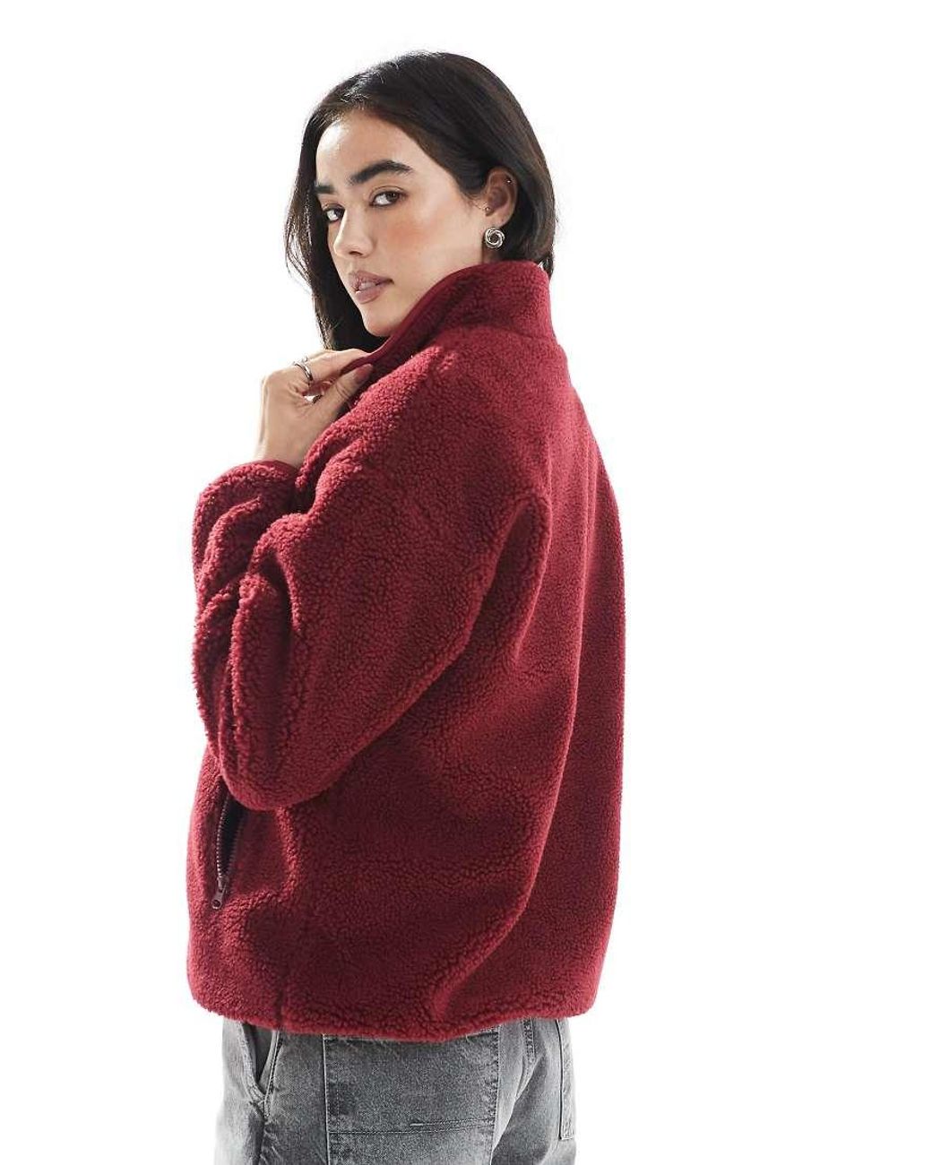 South Beach Borg Quarter Zip Jacket in Red | Lyst UK